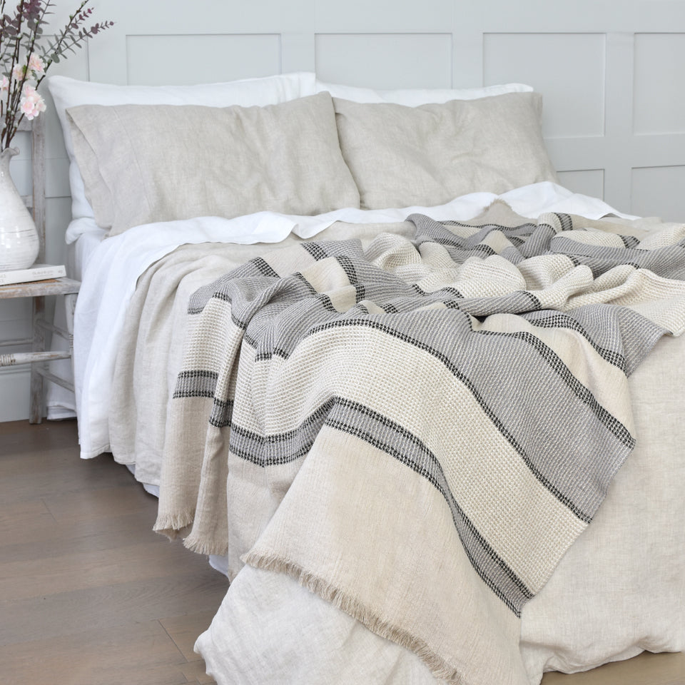 Pure Linen Woven Throw | Naturally Soft and Cosy – Chalk Pink Linen Company